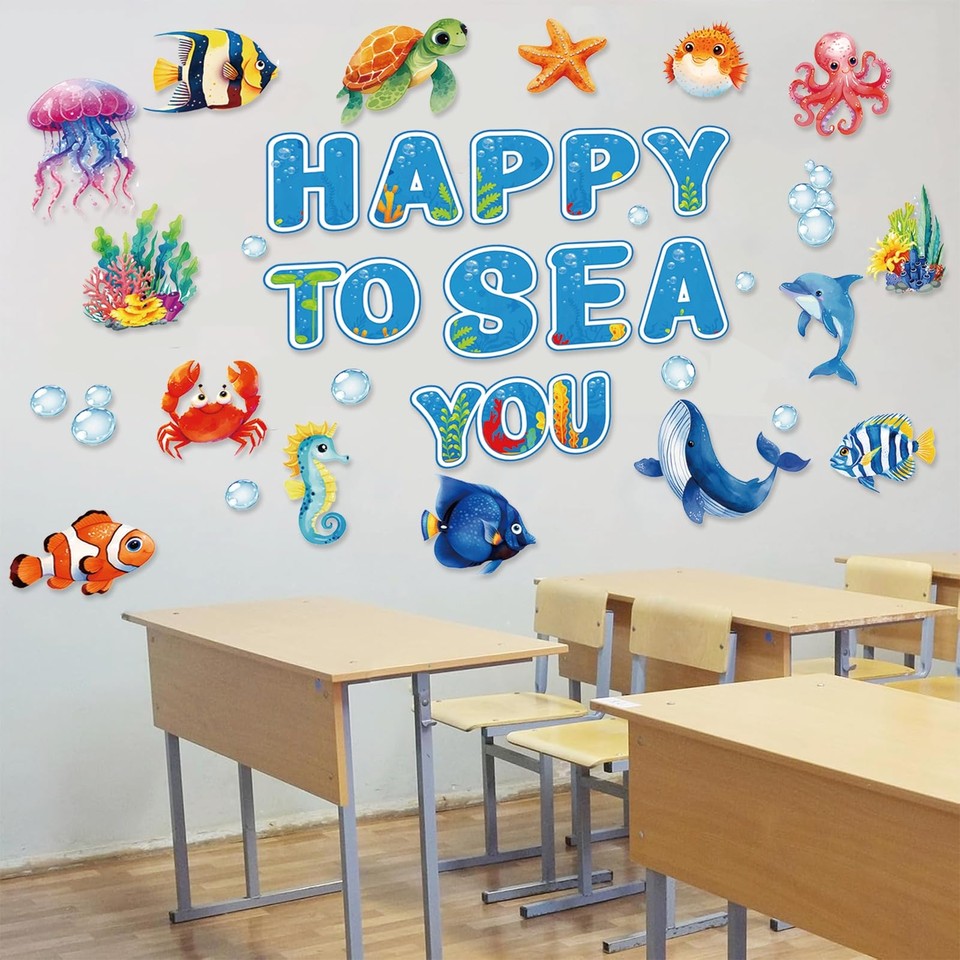 Ocean Bulletin Board Decorations Underwater Theme Classroom Elementary ...