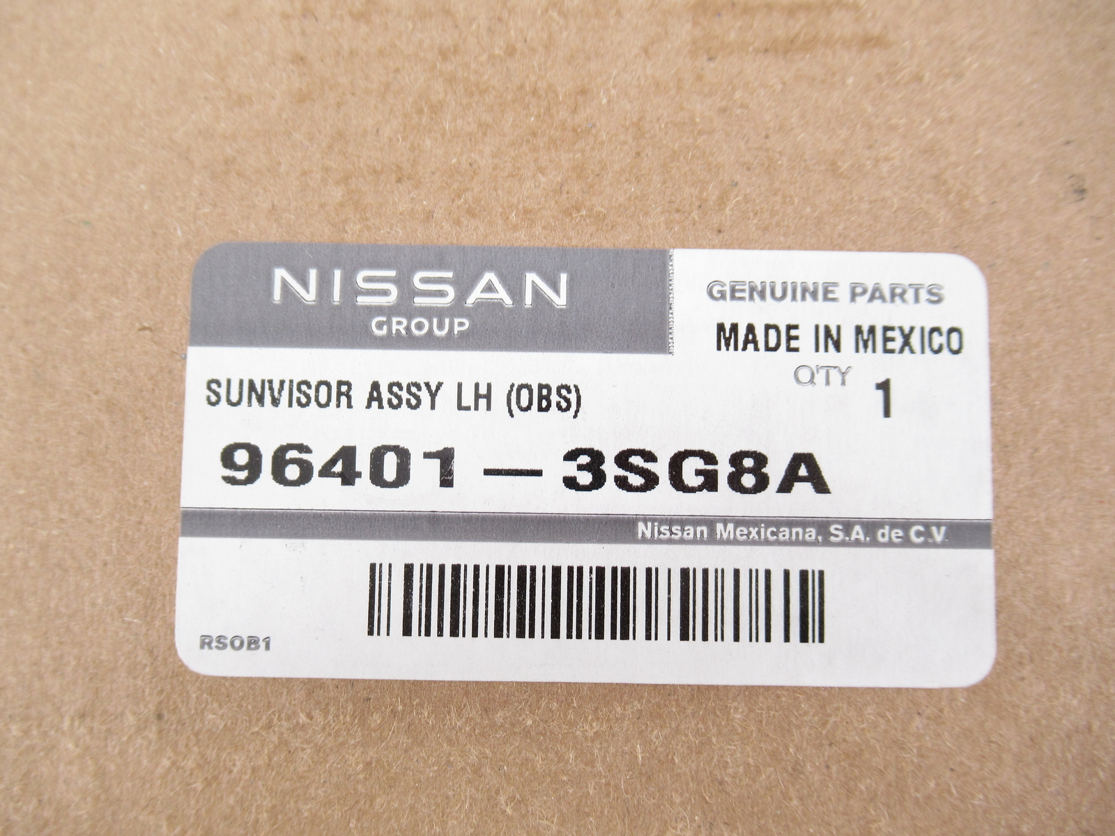 Genuine OEM Nissan 96401-3SG8A Driver LH Sun Visor Lighted Mirror 2013 ...