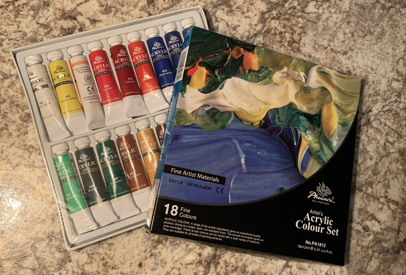 Phoenix 18 Color Acrylic Colour Paint Set Pa1812 Artwork Artist for ...