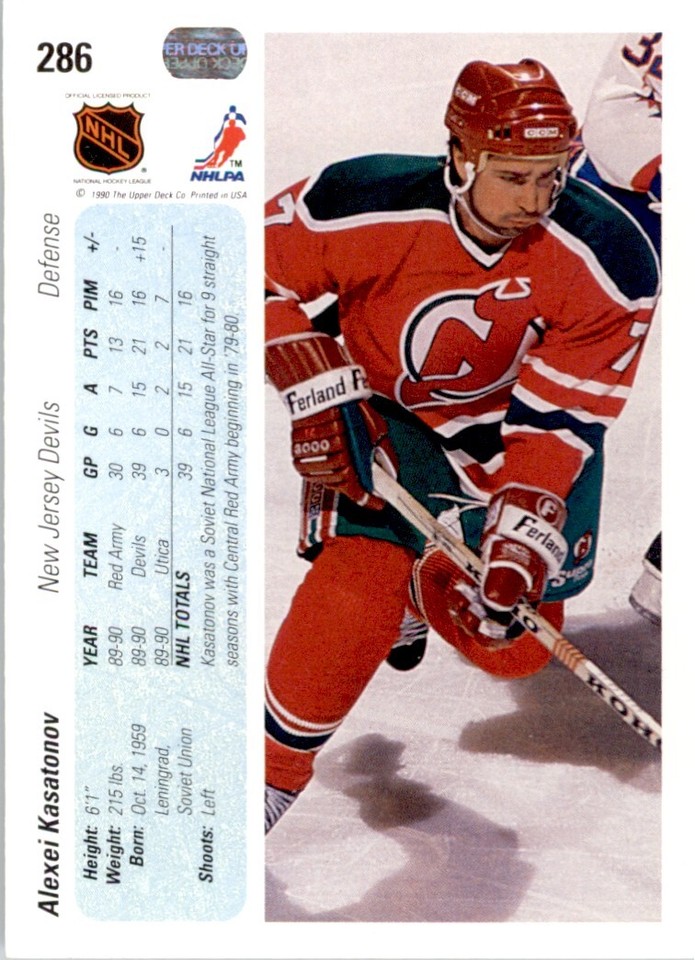 1990-91 Upper Deck #286 Alexei Kasatonov Rookie New Jersey Devils | eBay