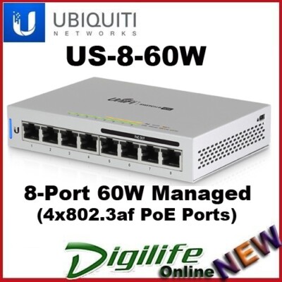 Ubiquiti Unifi Switch 8-Port 60W PoE Managed Gigabit Switch US-8-60W ...