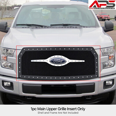 Fits 2005-2007 Ford Excursion F250 Logo Show Stainless Black Mesh Rivet ...