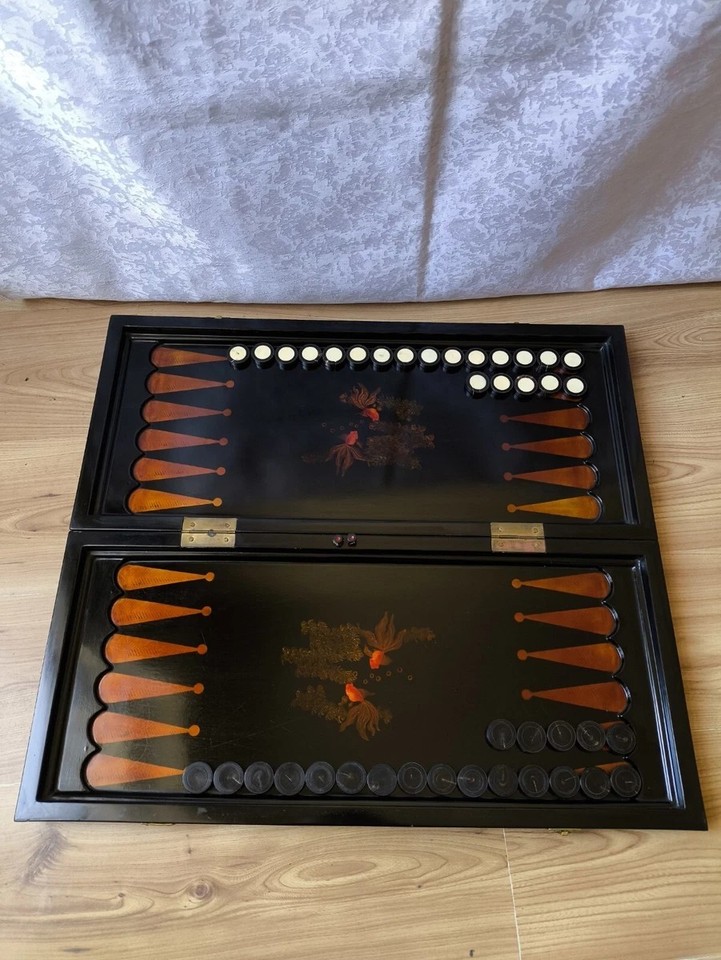 RARE Beautiful Vintage Inlaid Wood Vietnam backgammon Chess board Hand ...