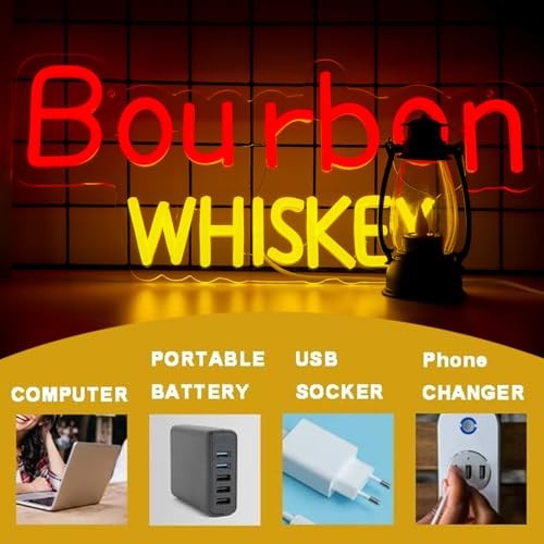 Bourbon Whiskey Neon Sign Led Neon Lights For Wall Decor，Bourbon ...