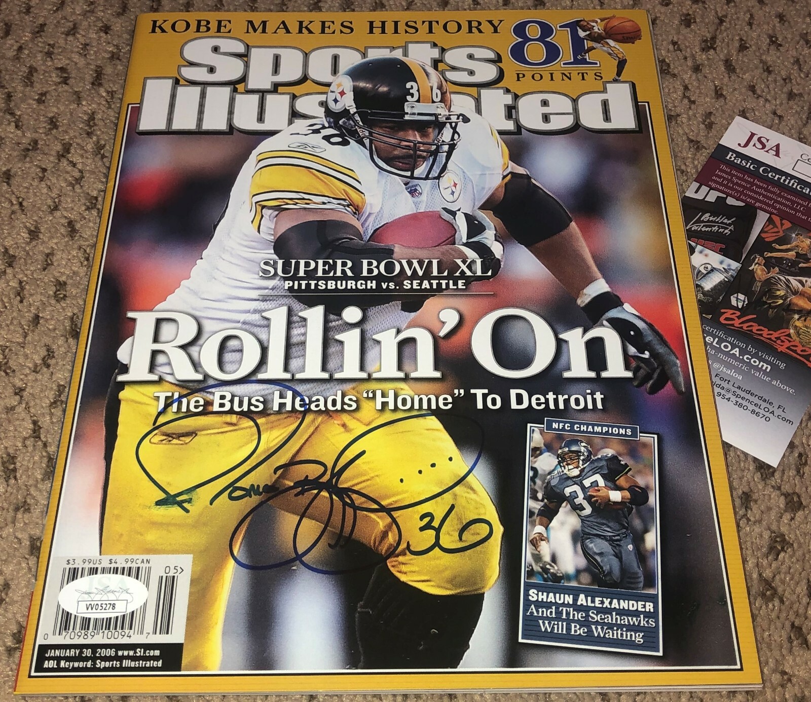 Jerome Bettis Autographed Signed Sports Illustrated Autograph JSA ...