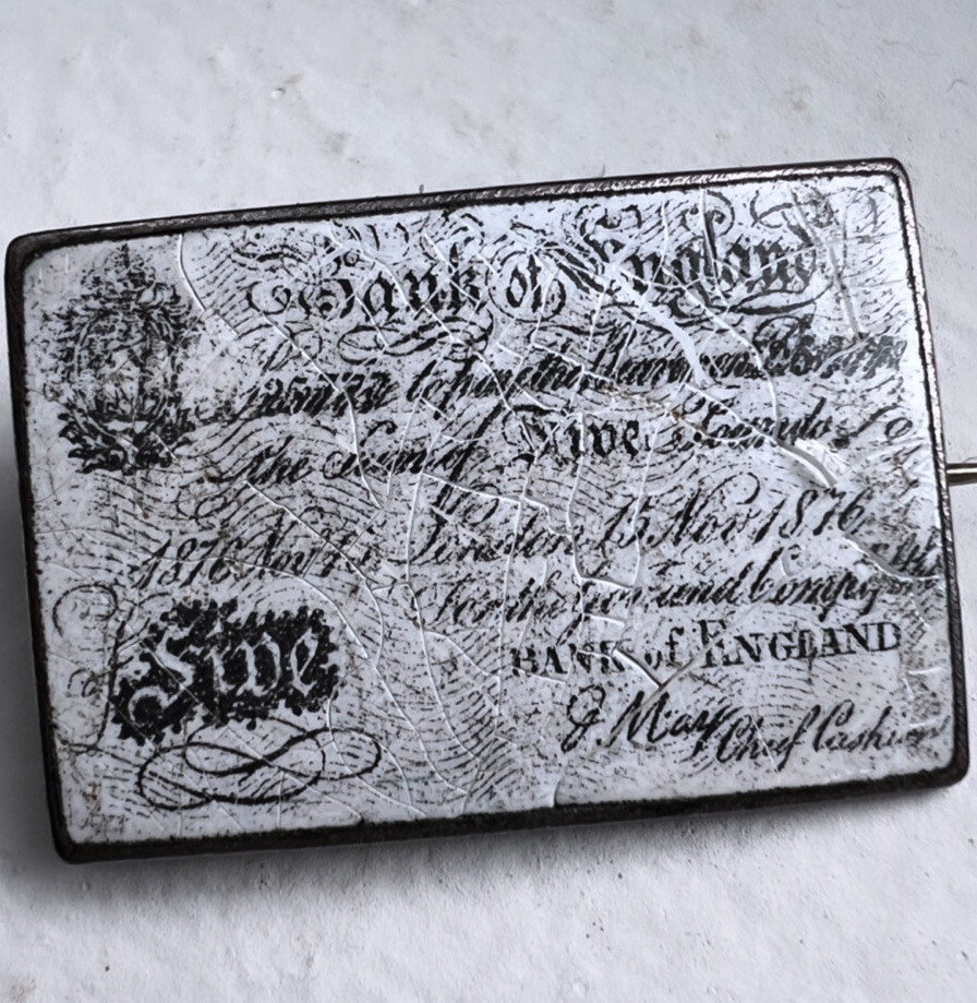 Antique Victorian White Enamel British Bank Note Mone… - Gem