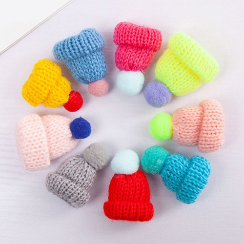 10Pcs Christmas Mini Knit Hat Crafts Cute Doll Hat Jewelry Making Hats ...