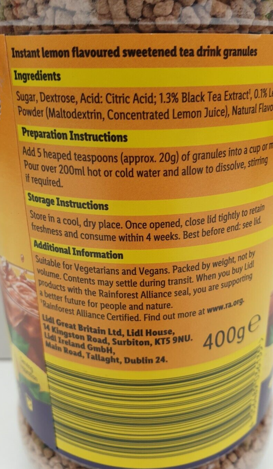 Knightsbridge Lemon Instant Tea Drink Granules Powder Hot Cold Iced ...