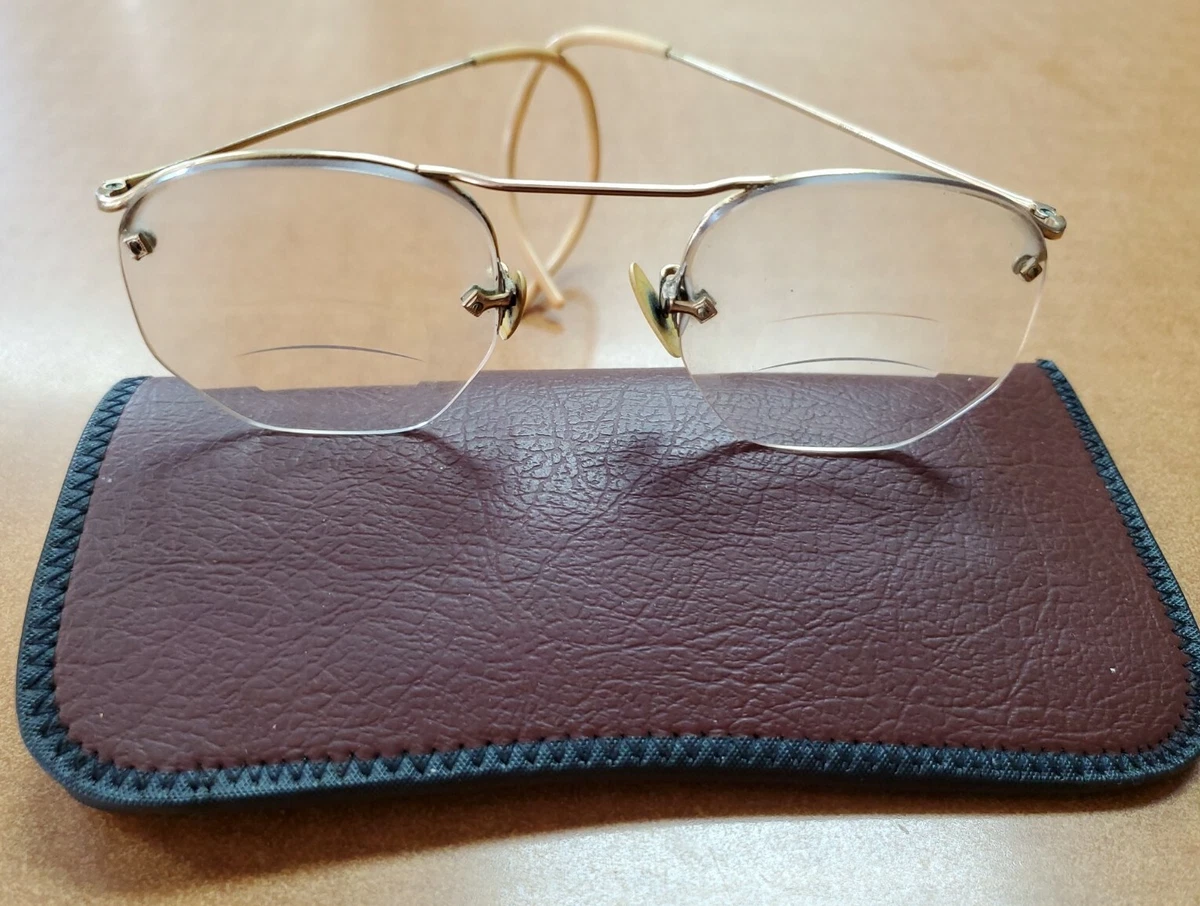 Vintage rimless gold frame eyeglasses, celluloid nose piece, oldies but ...