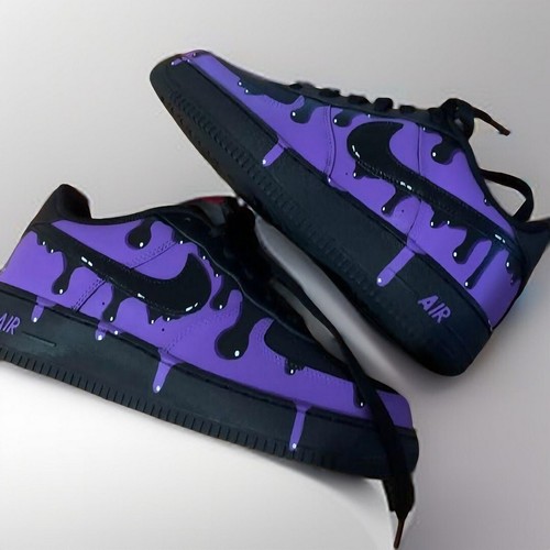 Custom Nike Air Force 1 Shoes Purple drip | eBay