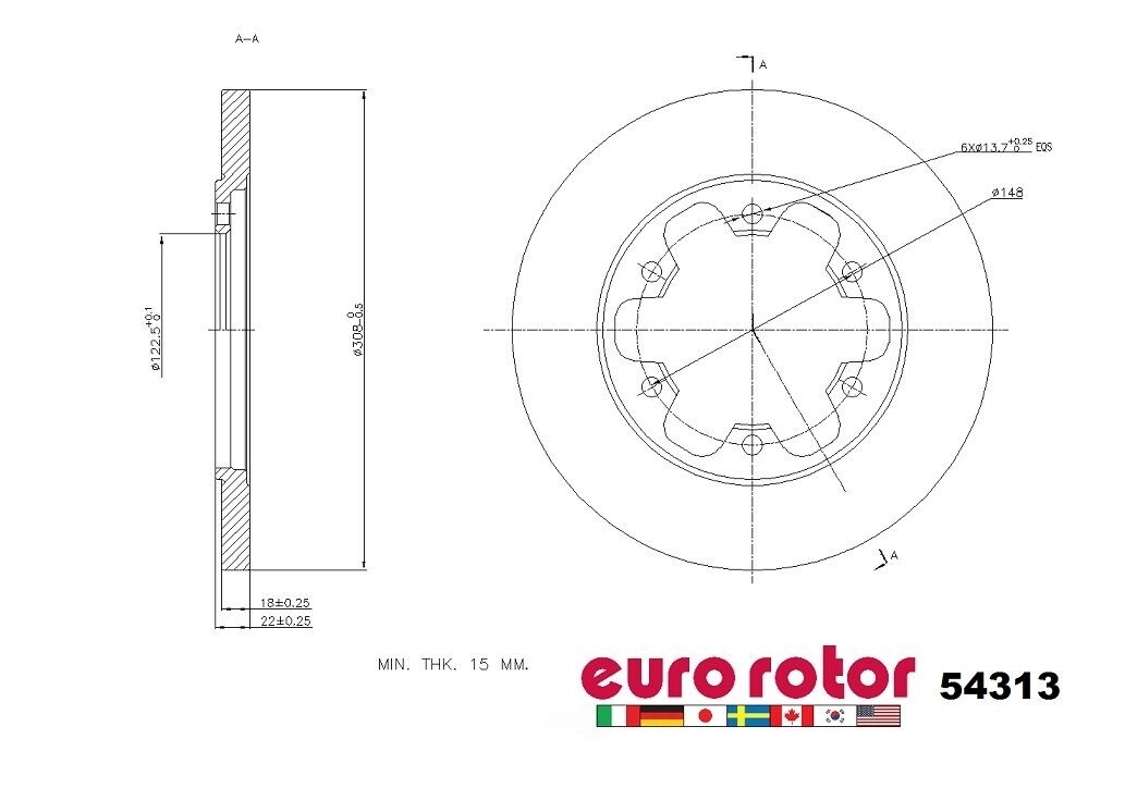 Disc Brake Rotor-* High Carbon Premium Eurorotor 54313 for sale online ...