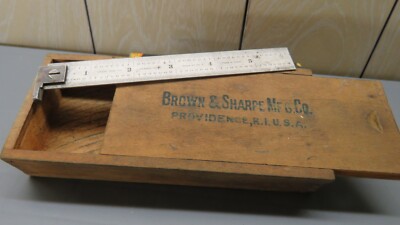 Vintage BROWNE & SHARPE 6" measuring Tool & Wood Case - RELOADERS CASE ...