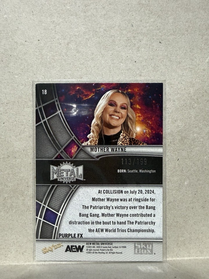 2025 Upper Deck Skybox AEW Metal Universe - Mother Wayne #18 Purple FX ...