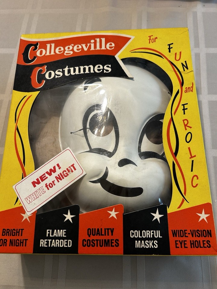 VTG Harvey Cartoons CASPER FRIENDLY GHOST Collegeville HALLOWEEN Mask ...