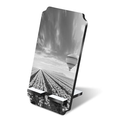 1x 5mm MDF Phone Stand BW - Tulip Flowers Field Hot Air Balloon #36786 ...