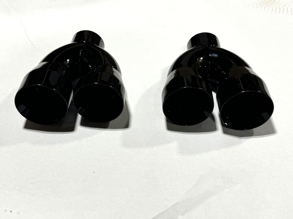 Dual 4" Quad Staggered Gloss Black Exhaust Tips Camaro Firebird Trans ...
