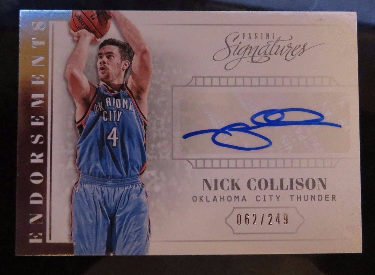 2013 Panini Signatures Endorsements #24 Nick Collison Oklahoma City 62/ ...
