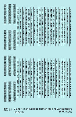 K4 HO Scale Decals PRR Pennsylvania Railroad Roman Freight Car Numbers ...