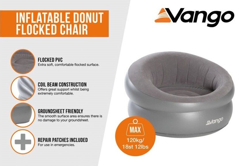 Vango Inflatable Donut Chair, Blow up Camping Chair Seat, Red/Grey/Blue ...