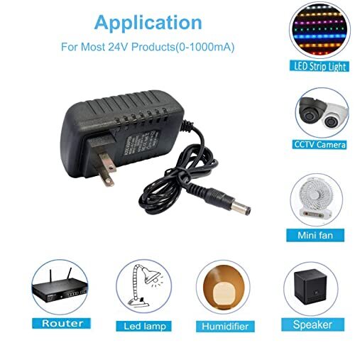 24V 1A AC Adapter Power Supply 100-240V AC to DC 24Volts 1A 24W ...