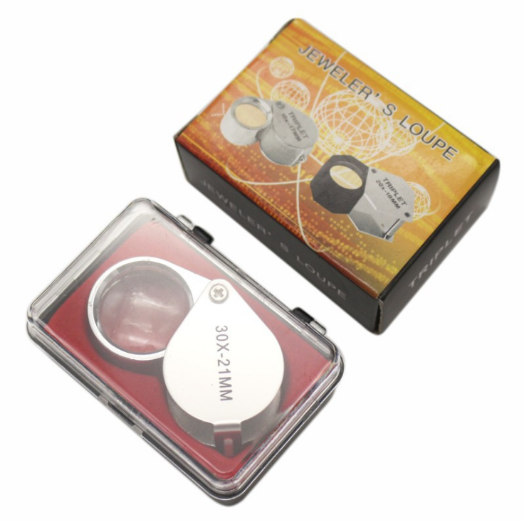 1pc 30x21mm Jeweller's Magnifier Pocket Loupe All-metal Shell & Glass ...