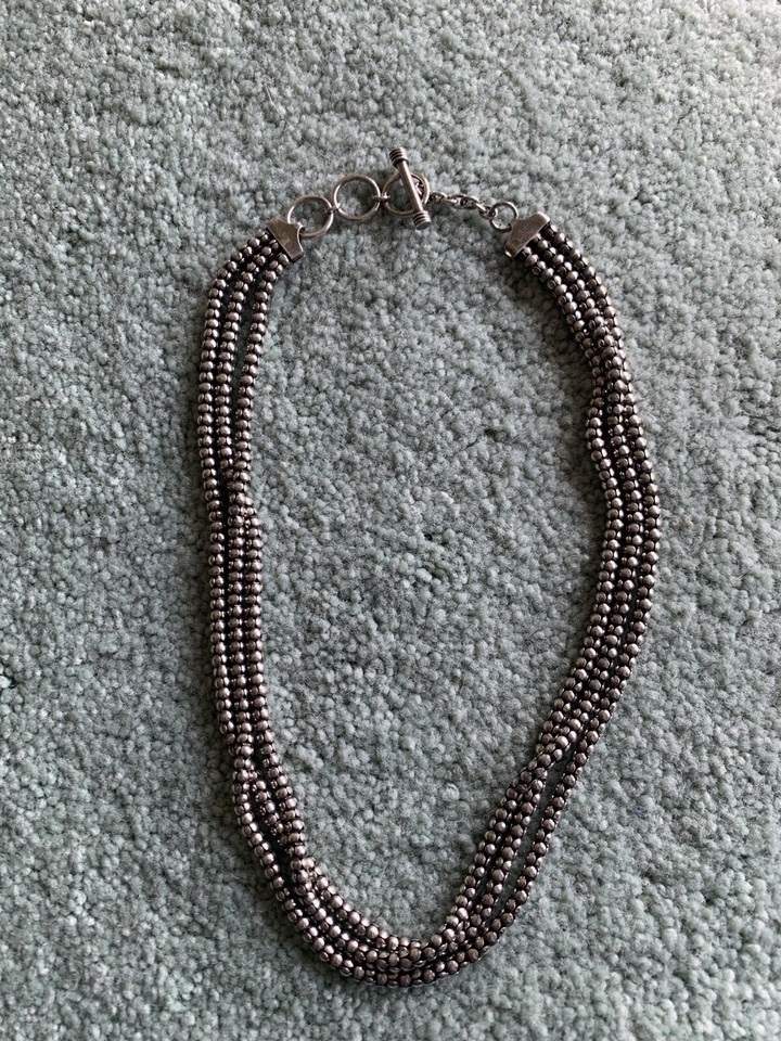 SILPADA N1108 OXIDIZED 925 STERLING SILVER 3-STRAND POPCORN 19 ...