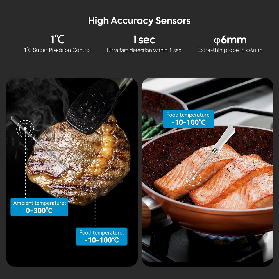 Smart Beef Meat Thermometer Wireless Bluetooth BBQ Thermometer with ...