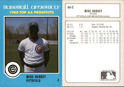 Mike Harkey 1988 Best Baseball America AA Top Prospects AA2 Pittsfield ...