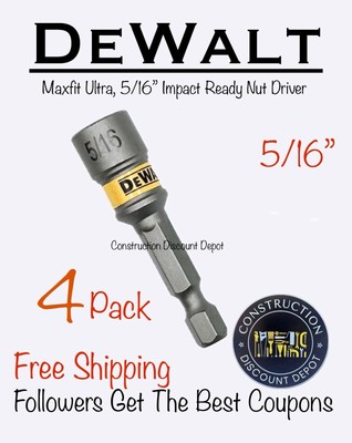 Lot of 4 DEWALT 5/16" Magnetic Impact Ready Nut Driver MaxFit Ultra | eBay