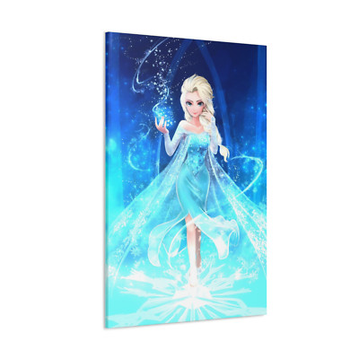Princess Elsa Canvas Frozen Kids Girls Blue Wall Art Decor | eBay