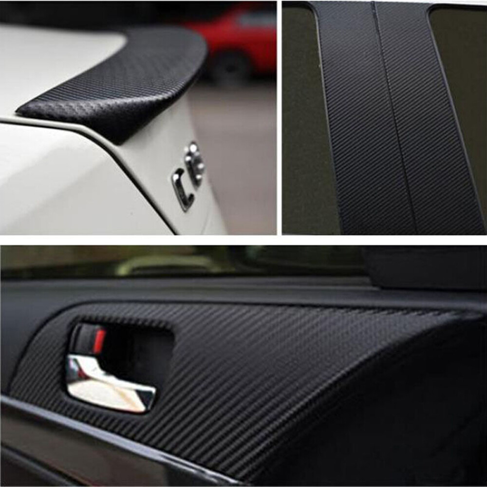 3D Black Carbon Fiber Fibre Car Vinyl Wrap Decal Stickers Film 127*30cm ...