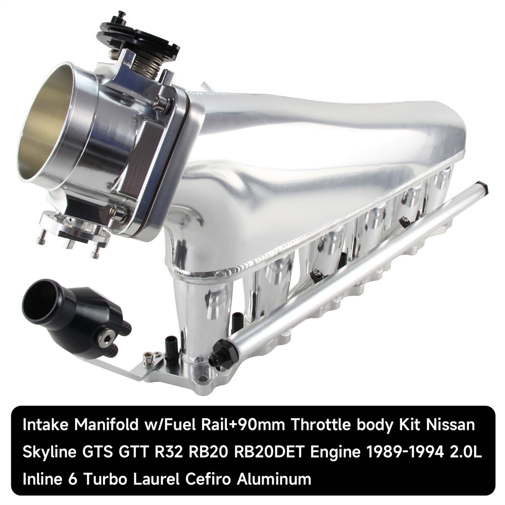 Intake Manifold Fuel Rail Throttle Body 90mm For Skyline R32 RB20DET 2 ...