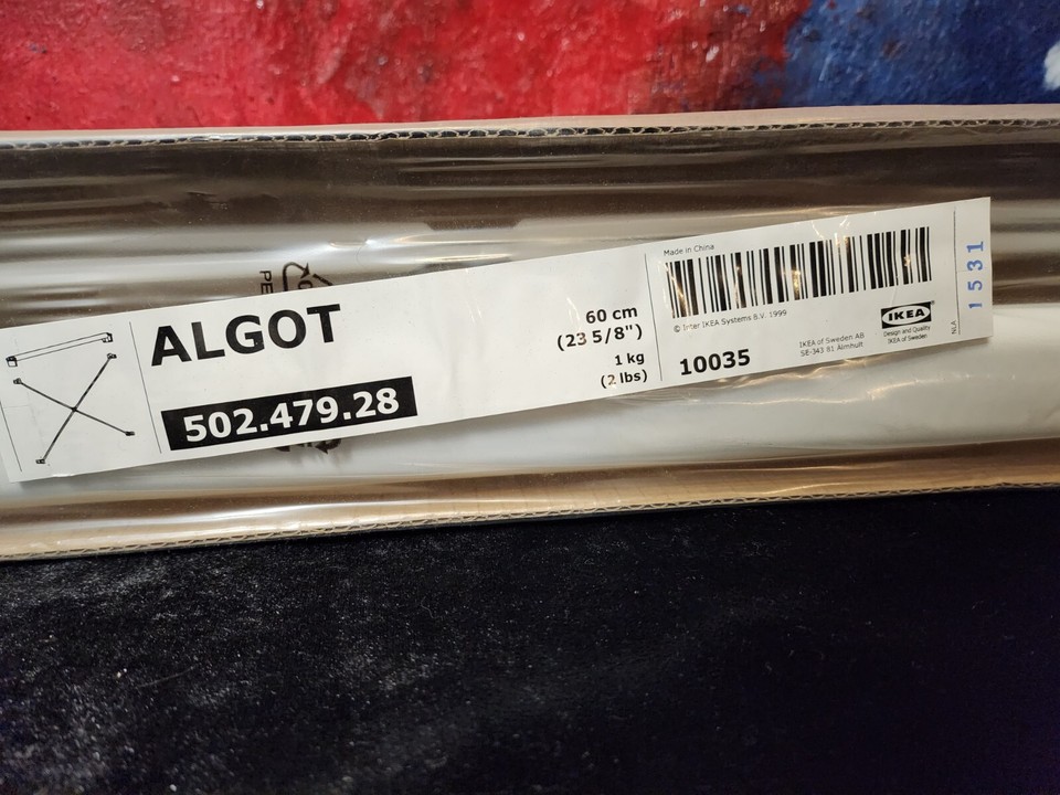 60 cm New IKEA ALGOT White Top Rail Cross Brace Stabilize Wall Shelf 502.479.28 | eBay