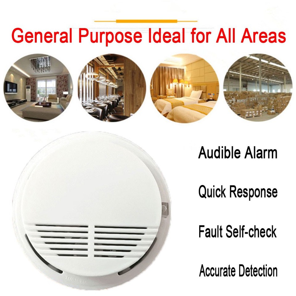 4 Pack Smoke Alarm Detector Home Fire Safety Sensor Alert Battery ...