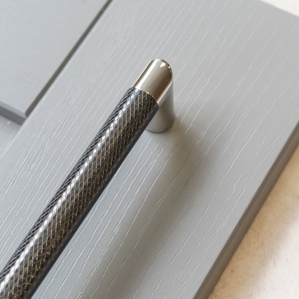 10x 160mm Grey Handles Knurled Dark Chrome Kitchen Cabinet Cupboard ...