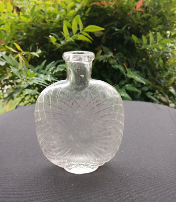 Antique Pumpkin Seed Flask Glass Bottle Embossed Starburst or Spiderweb ...