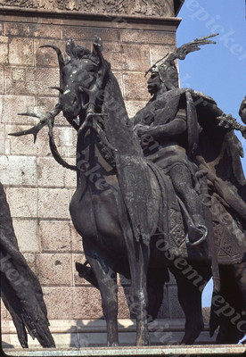 sl50 Original Slide 1974 Budapest Hero’s Square statue knight on horse ...