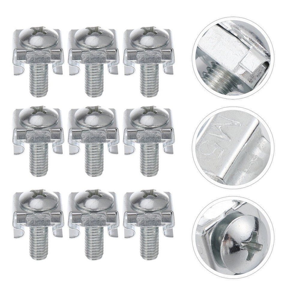100 Pcs Rack Mount Screws Square Insert Nuts Cage Nuts Server Rack ...