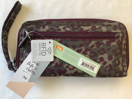 Lug Splits XL RFID Wristlet/ Clutch Wallet Leopard Berry Camo New With ...