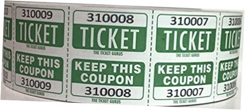 Easy Read Large Number Double Raffle Ticket Roll 2000 (Easy Read Green ...