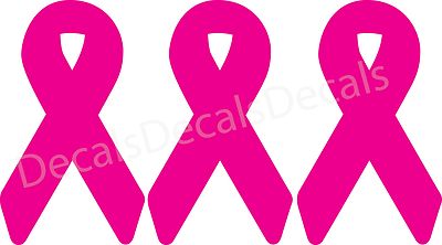 3 Pink Breast Cancer Ribbons Car / Truck Vinyl Window Decal Sticker 1x1 ...