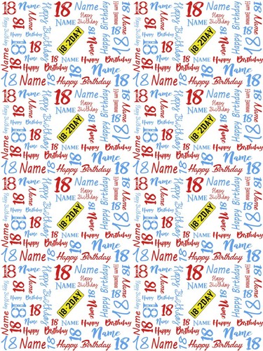 18th Birthday Personalised Gift Wrapping Paper Choose Colour ADD NAME ...
