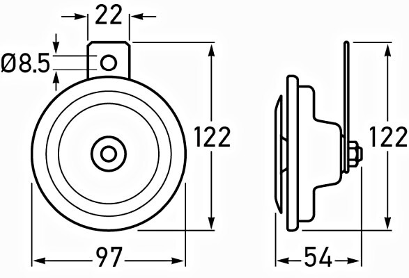 HELLA Low Tone Electric Horn B36 Gray 24V 335Hz 72W 116dBA 3BA002768 ...