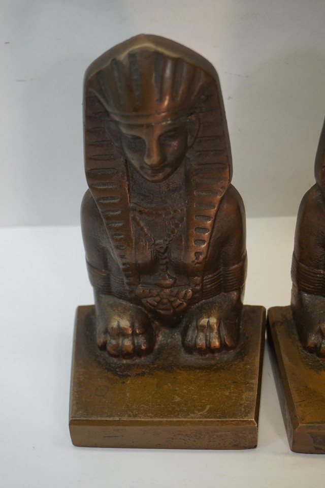 VINTAGE BOOKENDS BRONZE EGYPTIAN REVIVAL SPHINX PAIR SET BOOK ENDS ...