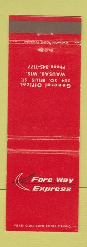 Matchbook Cover - Fare Way Express Wausau WI | eBay