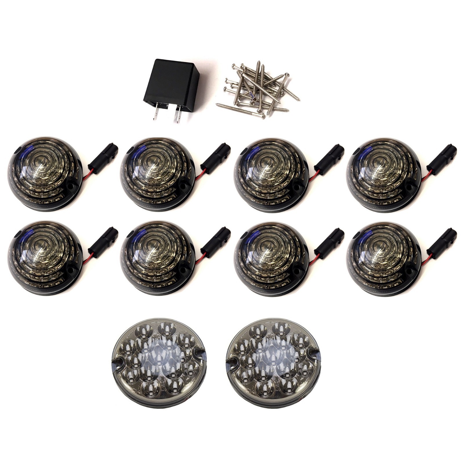 LAND ROVER DEFENDER NEW SMOKED LED DELUXE UPGRADE LIGHT SET & FOG ...