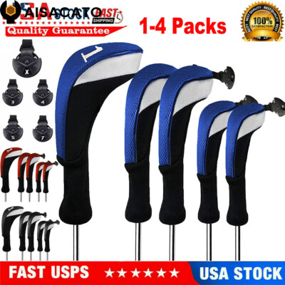 Golf Head Covers Set Hybrid Woods Long Interchangeable Club Headcovers ...