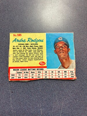 1962 Post - #185 Andre Rodgers FAIR @QS01 | eBay