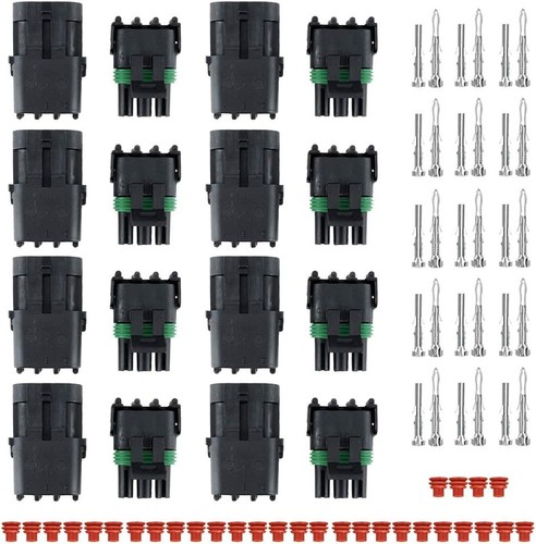 MUYI 10 Kit 3 Pin Way Waterproof Electrical 3 pin way, Black, Green ...