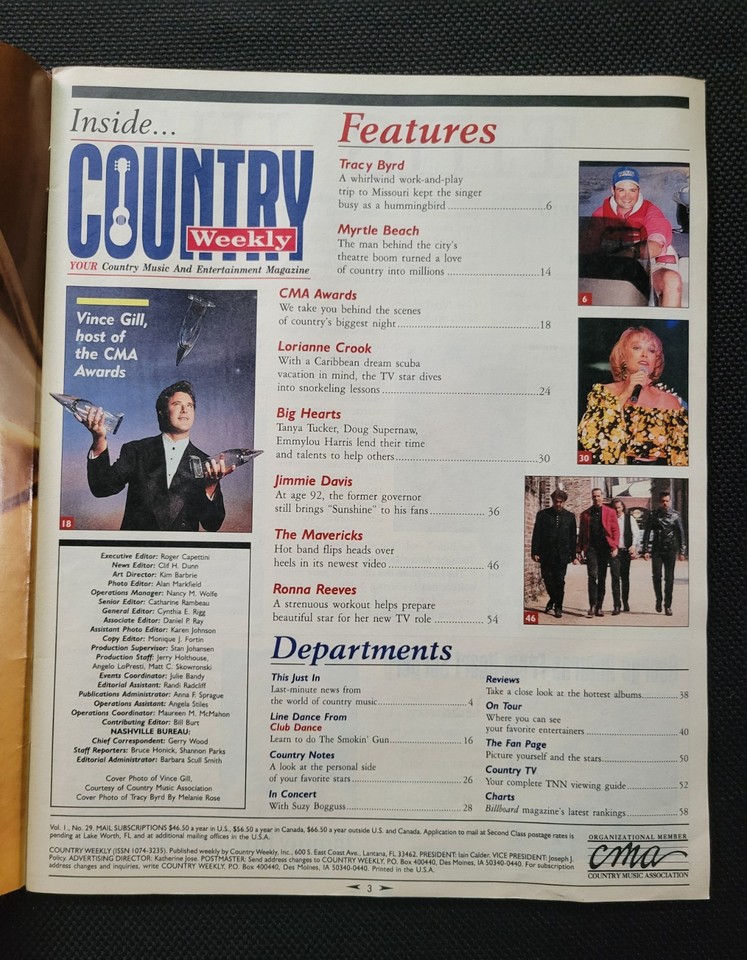 Country Music Weekly Magazine, Oct 25, 1994, Vince Gill, Tracy Byrd ...